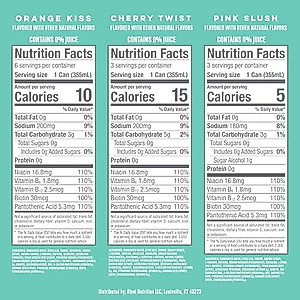 Alani Nu VARIETY PACK CHERRY TWIST, PINK SLUSH, ORANGE KISS Sugar Free, Low Calorie Energy Drinks, 200mg Caffeine, Biotin B Vitamins, Zero Sugar, 10 Calories, 12 Fl Oz Cans, 12 Pack