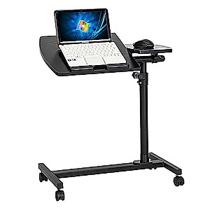 Rouli Elevating Computer Table, Mobile Laptop Table Trolley, Adjustable Mobile Edge Table, Black (Black)