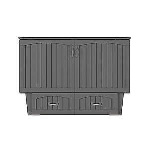 AFI, Nantucket Murphy Bed Chest with 6 inch Memory Foam Folding Matttress, Built-in Charging Station and Storage Drawer, Full, Grey