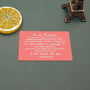 Daughter Gifts Daughter Inspirational Gifts Metal Wallet Card Insert Daughter Wedding Card Daughter Birthday Christmas Graduation Gifts Mom Loves Daughter Gifts Just Believe in Yourself