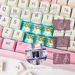EPOMAKER RT100 97 Keys Gasket BT5.0/2.4G/USB-C Mechanical Keyboard with Customizable Display Screen, Knob, Hot Swappable Socket, 5000mAh Battery for Win/Mac(RT100 Pink, Sea Salt Silent Switch)