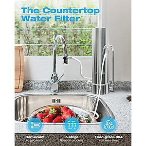 Vortopt NSF Certified Replacement for Countertop Water Filtration System, 6-8 Months Lifetime, Reduces chlorine, taste, and odor F7 Countertop Water filter （1 Included）