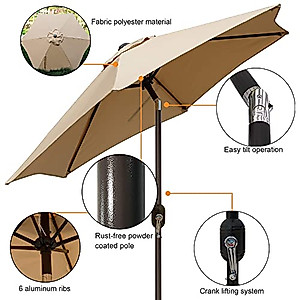Blissun 7.5 ft Patio Umbrella, Yard Umbrella Push Button Tilt Crank (Tan)