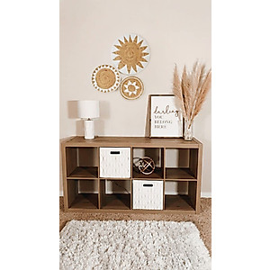 Desantiago Boho Wall Basket Decor - Set Of 3 White Round Wall Baskets Decorative, Decorative Hanging Baskets, Black Wicker Baskets Decorative, Corner Hanging Basket