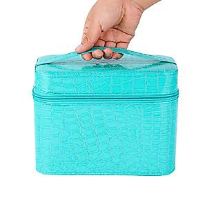 VTYHYJ Diamond Painting Storage Box 84 Slots Diamond Art Carrying Case Diamond Embroidery Organizer Fashion PU Bag for Dots Rhinestones Beads (Blue)