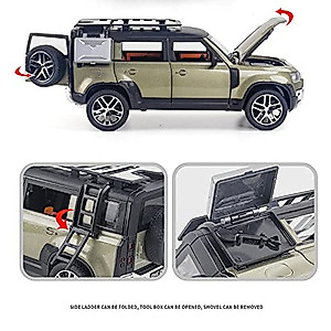 Green 1/24 Diecast Pull Back Model Car Toy Collection Sound Light for Land Rover New Defender 110