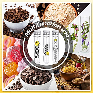 Whaline 30Pcs One Happy Dude Plastic Test Tubes Science Party Test Tubes with Screw Caps Stickers Clear Candy Storage Vials Gumball Candy Container for First Birthday Party Favors