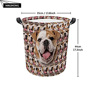 MALIHONG Cat Face Laundry Basket with Handle Domestic Short Haired Cat Mash Face Animal Laundry Hamper Waterproof Fabric Toy Box Clothes Storage Fodable Washing Bag for Bedroom Nursery