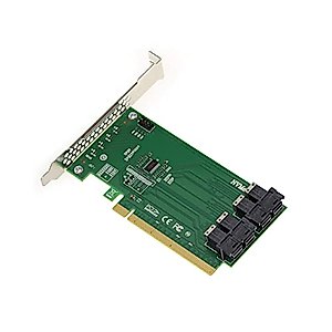 16x PCIe Controller Board for 4 U.2 NVMe SSDs (U2 68Pin SFF-8639) with Four SFF-8643 Ports. Bifurcation Mode Only.