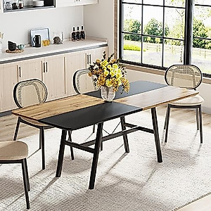 Tribesigns 70.86 inch Dining Table for 6 to 8 People, Industrial Rectangular Kitchen Table with Strong Metal Legs, Large Long Wood Dining Room Table for Living Room, Brown and Black