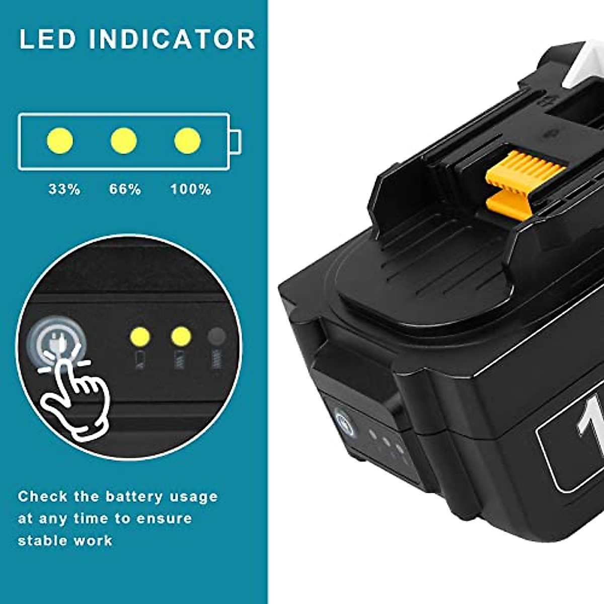 ARyee 2Pack Upgrade 18V 5.0Ah Li-ion Battery Replacement for Makita Lithium-Ion Battery Compatible with Makita BL1840 BL1850 LXT-400 BL1860 BL1815 BL1830