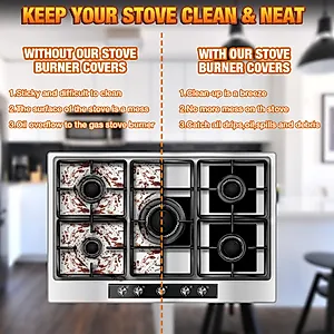 10 Pack Stove Burner Covers Gas Stove Protectors Black 0.3mm Upgrade Double Thickness,Reusable Non-Stick Stovetop Burner Liners Gas Range Protectors Kitchen Cooking Tools 10.6'' x 10.6''BPA Free