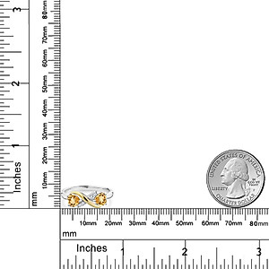 Gem Stone King 925 Sterling Silver and 10K Yellow Gold Yellow Citrine and White Lab Grown Diamond Ring For Women (0.96 Cttw, Heart Shape 5MM, Gemstone Birthstone, Available in size 5, 6, 7, 8, 9)