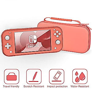 HEYSTOP Case Compatible for Nintendo Switch Lite, Protective Cover for Switch Lite, Screen Protector Case Compatible for Switch Lite with Thumb Grip -Pink, Pink, Protective Storage Bag, Pink, Fashion.