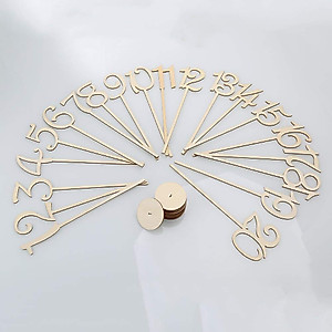 Youngine Number 1 to 20 Wooden Table Numbers with Holder Base for Wedding Banquet Party Table Home Birthday Decoration (High)