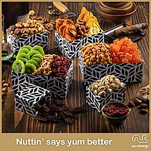 Dried Fruit & Mixed Nuts Gift Basket Leaf Tower + Ribbon (12 Assortments) Purim Mishloach Manot Gourmet Food Bouquet Arrangement Platter, Birthday Care Package, Healthy Kosher Snack Box, Her Him