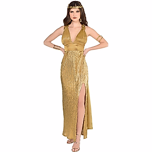 Roman Goddess Dress Party Costume - Adult Standard Size, Gold - 1 Pc.