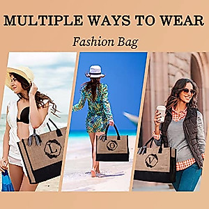 YOOLIFE Birthday Gifts for Women, Mothers Day Mom Birthday Gifts Friends Female Friendship Teacher Retirement Graduation Bridal Shower Bridesmaids Gifts Travel Beach Initial Tote Bag for Women S