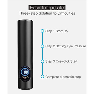 SAOSHYPEI Portable Air Compressor, 150PSI Cordless Tire Inflator with LCD Screen, Digital Tire Pressure Gauge, Suitable for Cars, Motorcycles, Bicycles (Black)