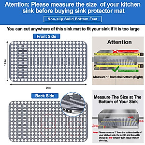 ARLBA Upgraded Silicone Kitchen Sink Mat 25"x13"，Sink Protectors for Kitchen Sink with Rear Drain/Center Drain,Sink Bottom Grid Protection Sink Rack For Farmhouse Stainless Steel/Porcelain Sink