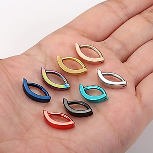 JOERICA 14G Clicker Belly Button Rings for Women Men Curved Barbell Navel Piercing Jewelry Stainless Steel Hoop Belly Button Rings Rivet Reverse Curved Navel Barbell Body Jewelry 10mm