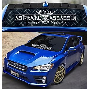 Noizy Graphics 36" JDM Rear Window Decal Windshield Sticker RW-23 Locally Hated Antisocial Blessed Night Runner Low Life Supreme Car Vinyl Japanese Flag Kanji Bottom Back Side Color: White