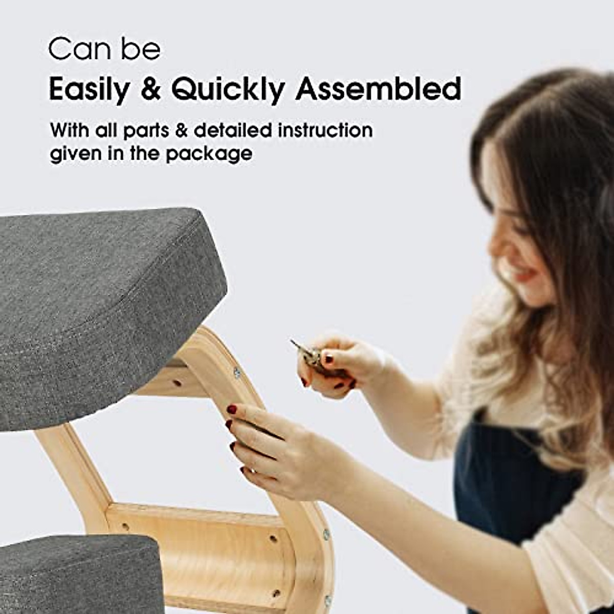 Giantex Kneeling Chair, Wood Posture Chair w/Soft Cushion, Natural Relief for Back, Shoulder or Neck Pain, Ergonomic Kneeling Desk Chair for Office Home, Grey