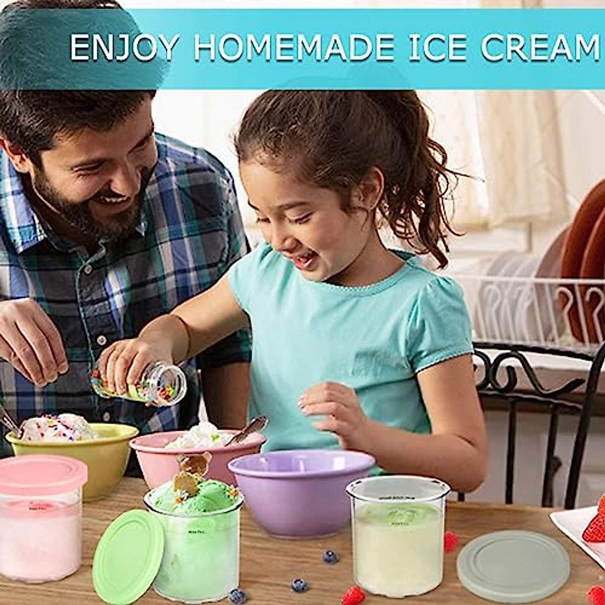 Creami Pint Containers, for Ninja Creami Accessories, Creami Deluxe Pints Bpa-Free,Dishwasher Safe for NC301 NC300 NC299AM Series Ice Cream Maker
