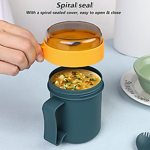 DOITOOL Soup Mug with Lid and Scoop Microwavable Soup Mug Hot Soup To Go Containers Portable Cereal Cup with Cover For Soup, Noodle, Cereal and More (Blue)
