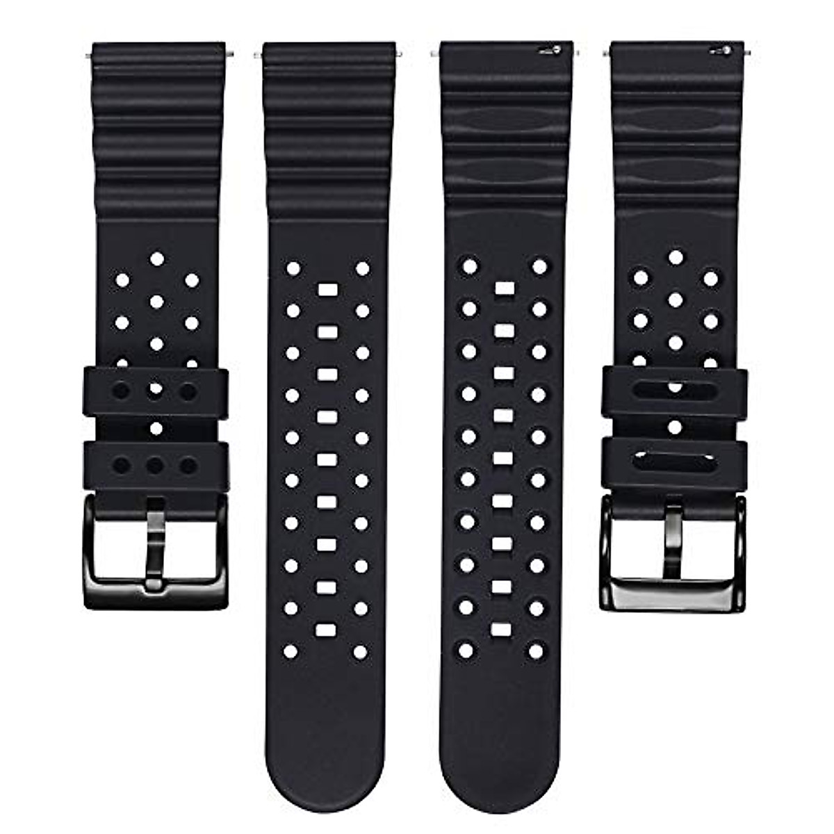 Carty Silicone Watch Band 20mm Premium Quality Waterproof Rubber Quick Release Watch Straps for Men Black Black Buckle