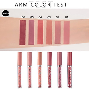 Lipstick Matte Lipstick Liquid Makeup Set, 6Pcs Long-Lasting Wear Non-Stick Cup Not Fade Waterproof Velvet Lip Gloss Kit, Lip Makeup Gift Sets for Girls and Women Nude Colors