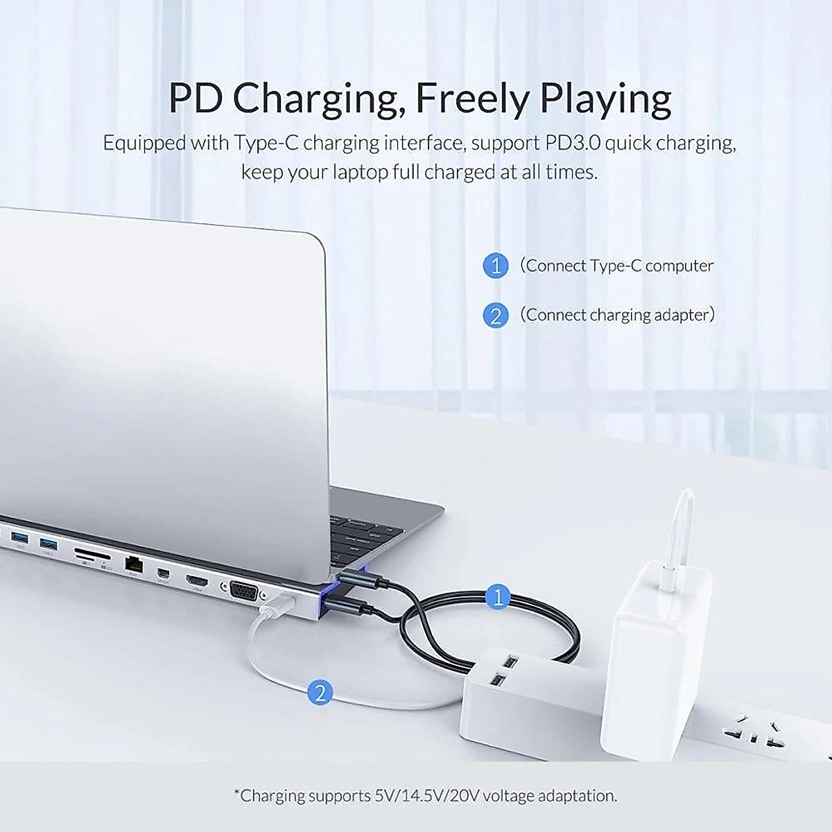 SXYLTNX 10 in 1 Type-c HUB TF&SD Card Reader VGA Mini DP HDMI-Compatible RJ45 PD Charger USB3.1 Laptop Hub