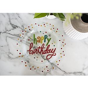 DEMDACO Happy Birthday Confetti Multicolored 14 x 14 Hand painted Glass Platter