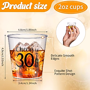 Hushee 300 Pcs 2 oz Cheers to 30 Years Shot Glasses Disposable Cups Plastic Cups 30th Birthday Party Favors for Men Women Birthday Anniversary Wedding Party Supplies (Cheers to 30 Years)