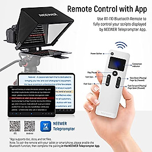NEEWER Teleprompter X14 PRO with RT-110 Remote & APP Control (Bluetooth Connection via NEEWER Teleprompter App), 14” Portable No Assembly Compatible with iPad Android Tablet Smartphone Camera