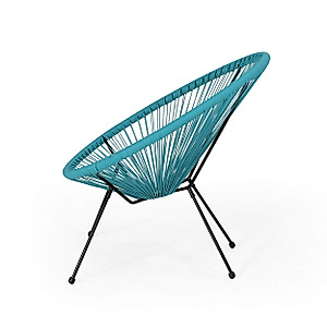 GDFStudio Outdoor Hammock Weave Chair with Steel Frame (Set of 2) - Teal and Black Finish