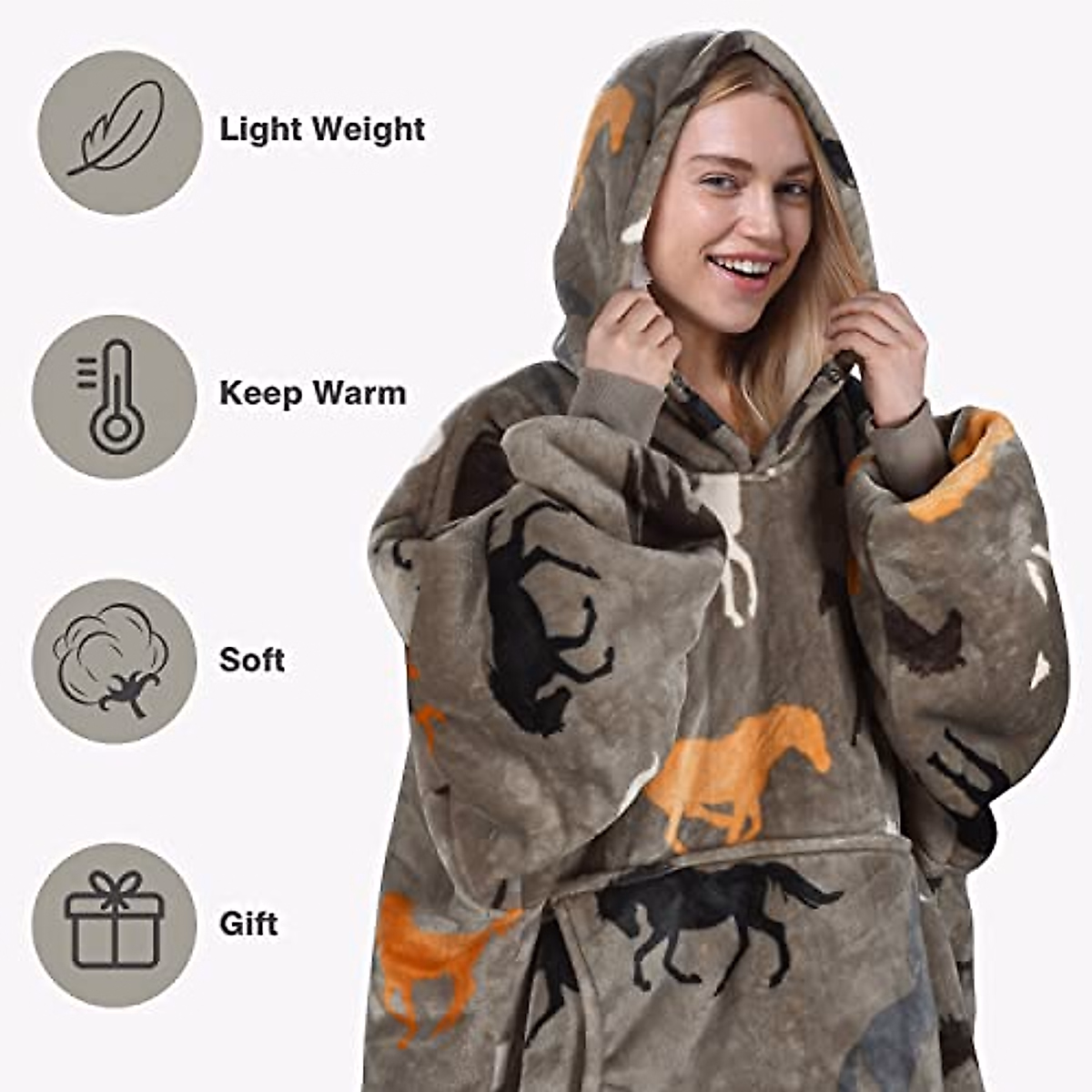 Tirrinia Oversized Wearable Blanket Hoodie, Blanket Hoodie for Women Men Adult, Soft Blanket Sweatshirt Hoodie with Large Pocket
