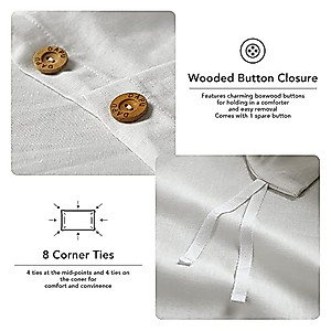 DAPU Linen Duvet Cover Set - French Linen Cotton Blend Natural Flax Soft Breathable Bedding 3 Pcs Set - 1 Duvet Cover 2 Pillowcases (Off-White/Cotton Linen, King)