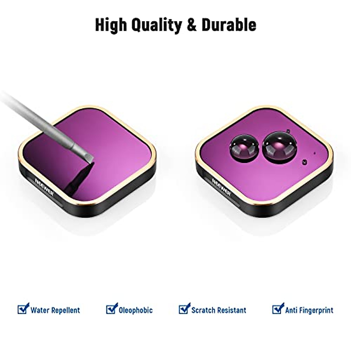 NEEWER ND Filter Set Compatible with GoPro Hero 12 11 10 9 Black, 6 Pack (CPL/ND8/ND16/ND32/ND64/ND1000) Hero 9 10 11 Action Camera Accessory Neutral Density Polarizer Lens Filter (Gold Frame)