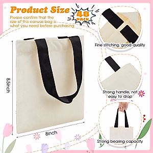 Amylove 24 Pcs Mini Tote Bag Sublimation Blank Canvas Tote Bags Reusable Grocery Luggage DIY Sack Goody for Party Even (8.5 x 8 Inch,Beige with Black Handle)