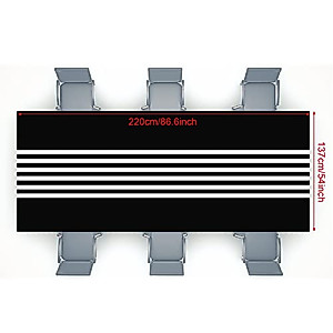 Disposable Boho Black and White Striped Tablecloth, 86 x 54 Inch Rectangle Plastic Table Cover for Birthday Party, Wedding, Reception, Bridal Showers Modern Wedding Party Decoration (3 Pieces)