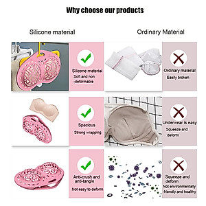 Cjeuxnr 2pcs Bra Washing Bag Silicone Mesh Underwear Laundry Bags,Bra Laundry Bag Fits A-C Cup Bras,Anti Deformation Lingerie Bag for Washer/Dryer Machines (Pink+Purple)