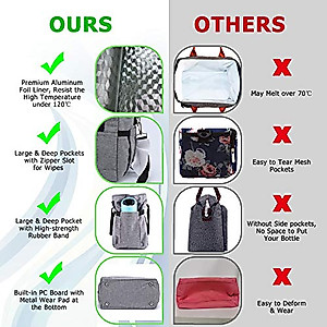 KIPBELIF Insulated Lunch Bags for Women - Large Tote Adult Lunch Box for Women with Shoulder Strap, Side Pockets and Water Bottle Holder, Gray, Extra Large Size