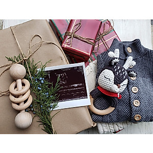 Baby Wooden Toy Rattle Natural Untreated 3 Ring Wooden Teether Toy Montessori Small Wooden Classic Baby MarcusRattle