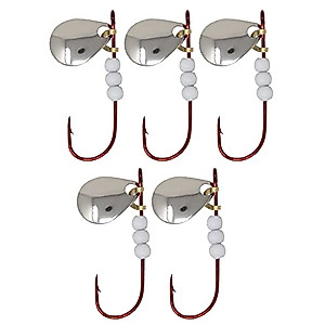 Tooth Shield Tackle Ice Fishing Deadstick Charmer Hook Tip-Up Rig / Tip Down Hook Rig Walleye Crappie Perch Jig [Red White] 5 Pack (Hook Size: 4)