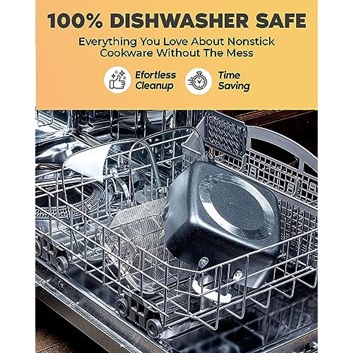 Granitestone 9.5 Inch Deep Frying Pan with Lid, 4 Pc Non Stick Deep Square Frying Pan Set with Steamer & Fry Basket, Large Frying Pan/Saute Pan for Cooking, Dishwasher/Oven Safe, 100% Non Toxic