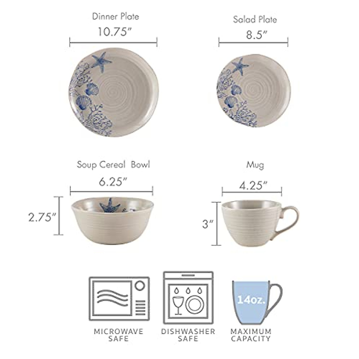 Pfaltzgraff Southport 16 Piece Dinnerware Set, Service For 4, Cream