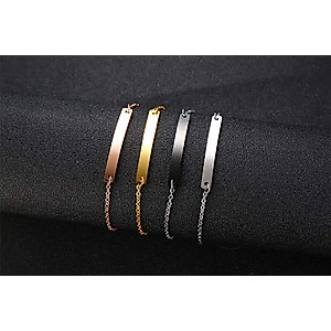 VNOX Set for 5 Customize Friendship Jewelry Stainless Steel Delicate Skinny Bar Adjustable Bridesmaid Bracelet