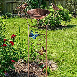 AWENDIETOU Bird Bath with Garden Trellis for Climbing Plants Outdoor 2 in 1 Bird Baths Bowl,Bird Bath for Outdoors Birdfeeder with Metal Antique Iron Easy to Install Detachable T