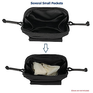 Dotacty Duty Belt Gloves Pouch Latex Disposable Glove Holder Carrier Double Pockets Police Law Enforcement Officer Security Firefighter EMS EMT Paramedic First Responders Nylon Bag Zipper Closure